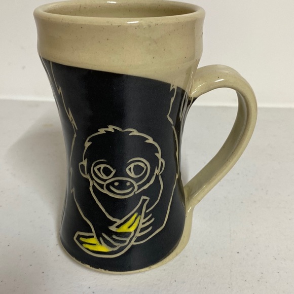 J. Wells | Dining | J Wells Black Monkey Yellow Banana Mug | Poshmark